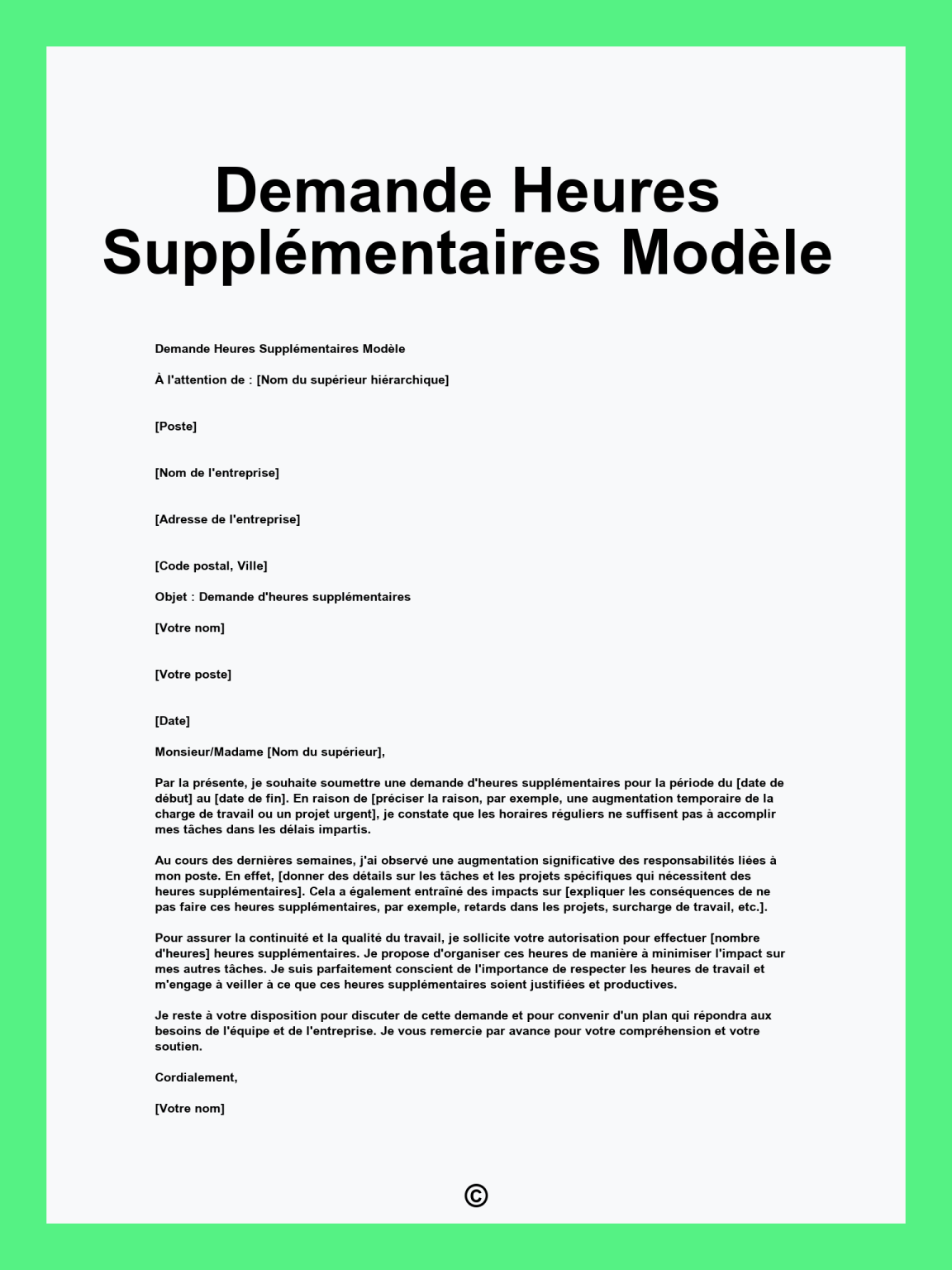 Demande Heures Supplémentaires Modèle