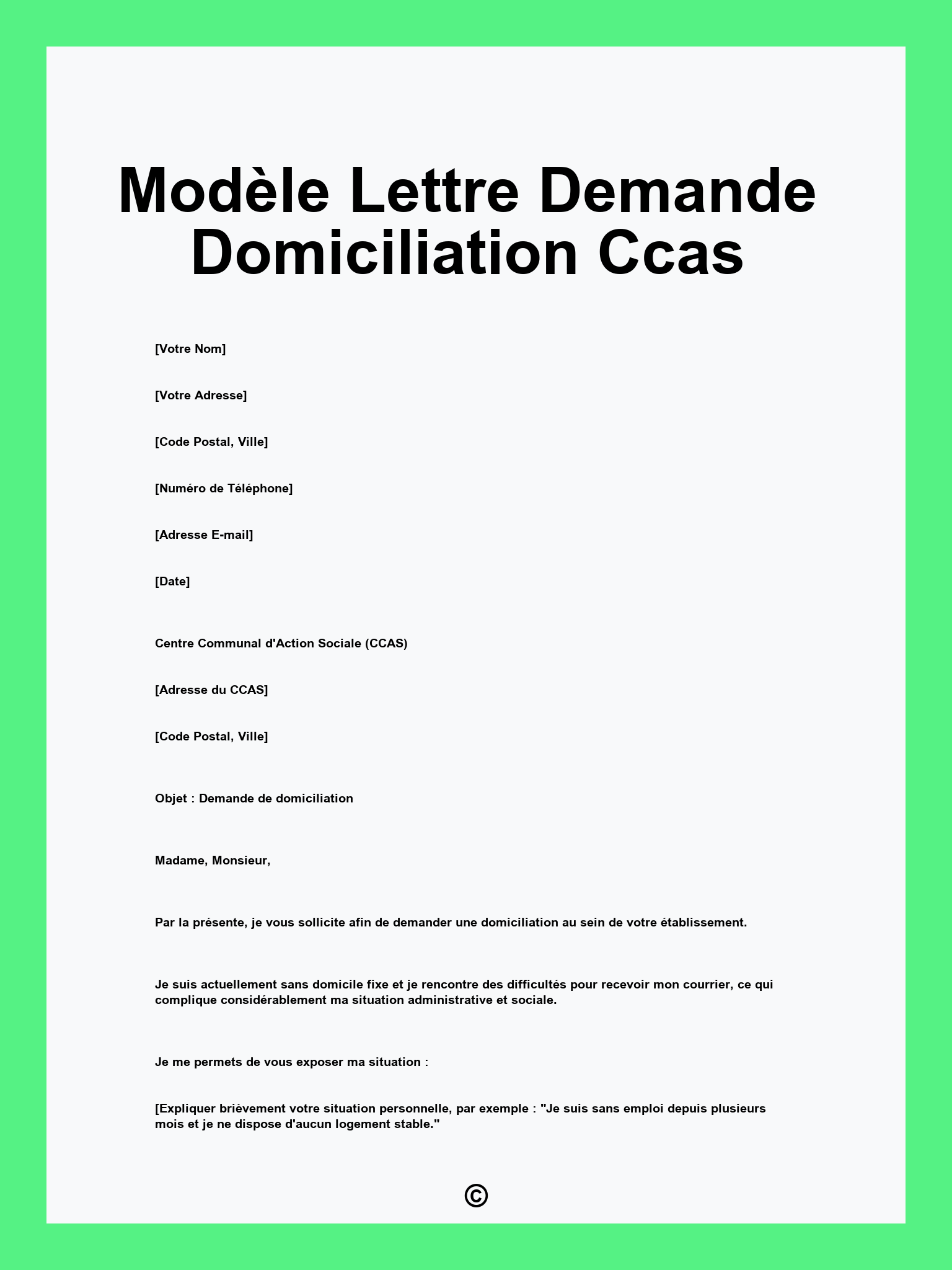 Modèle Lettre Demande Domiciliation Ccas